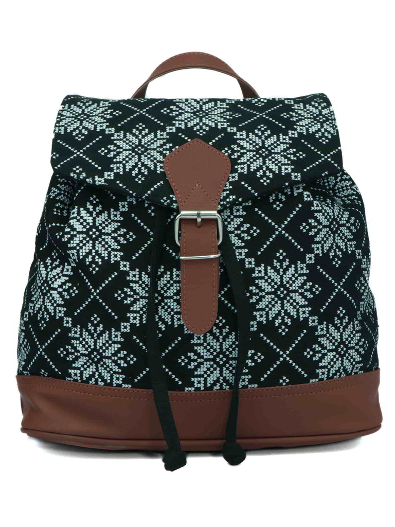 Anekaant Brown & Multi Artsy Geometric & Printed Canvas Backpack