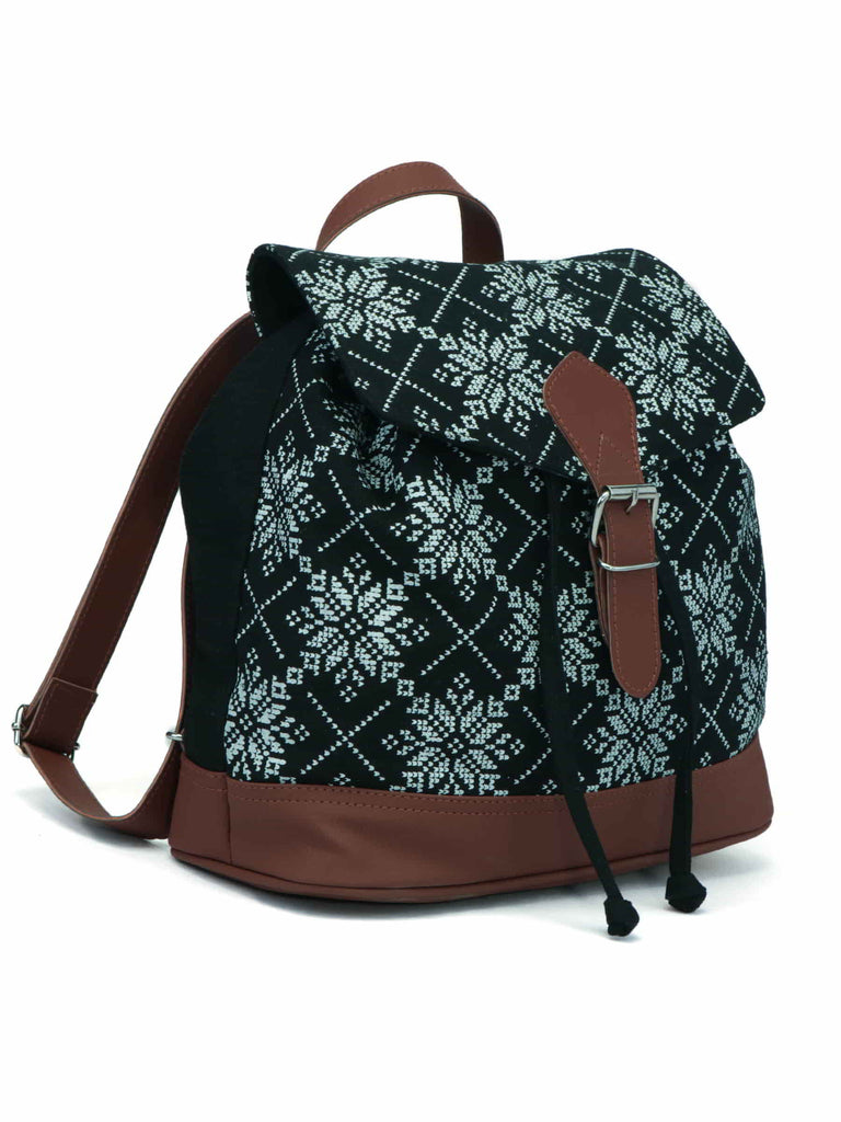 Anekaant Brown & Multi Artsy Geometric & Printed Canvas Backpack